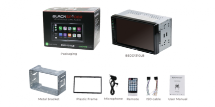 BlackSpider BSDD1310LB 2Din Bluetooth Wired Apple CarPlay Android Auto ...
